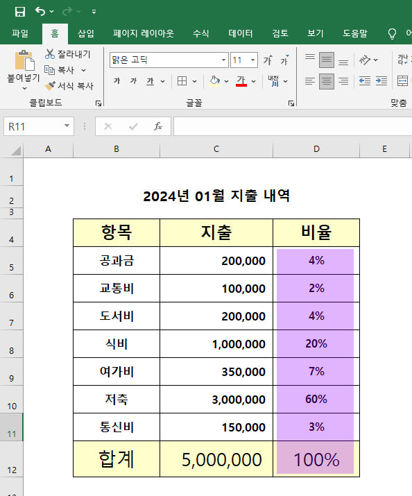 엑셀 백분율 계산 쉽고 빠르게 퍼센트 표시하기 단축키까지~ 네이버 블로그