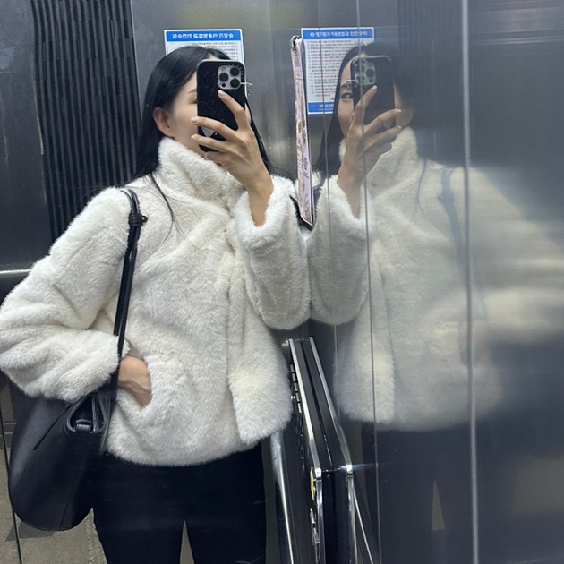 퍼자켓 페이크퍼 여자 겨울코디