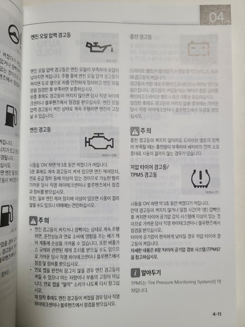 현대 더뉴아반떼 자동차 계기판 경고등 표시 뜻과 이유 메뉴얼 네이버 블로그