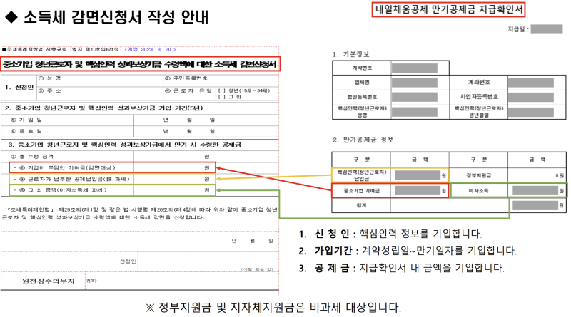 내일채움공제 소득세 감면신청서 양식 및 작성방법 네이버 블로그