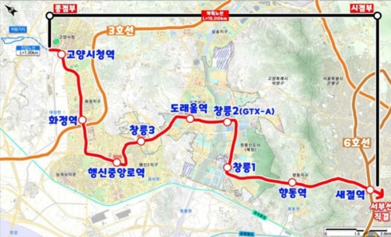 고양은평선 전략 및 환경영향평가 항목 등의 결정내용에 표시된 노선과 동 기본계획안에 그려진 노선 비교 네이버 블로그