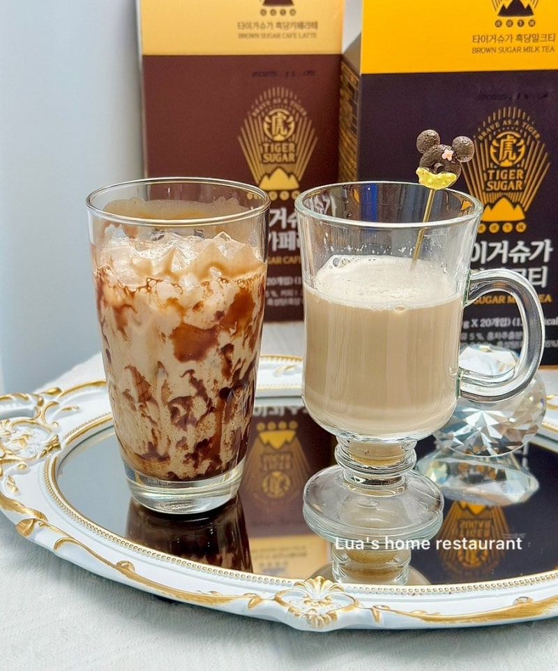 타이거슈가 흑당 밀크티 만들기 흑당 카페라떼 20스틱 시럽 베이스 파우더 얼그레이 냉침 밀크티 만드는법 네이버 블로그