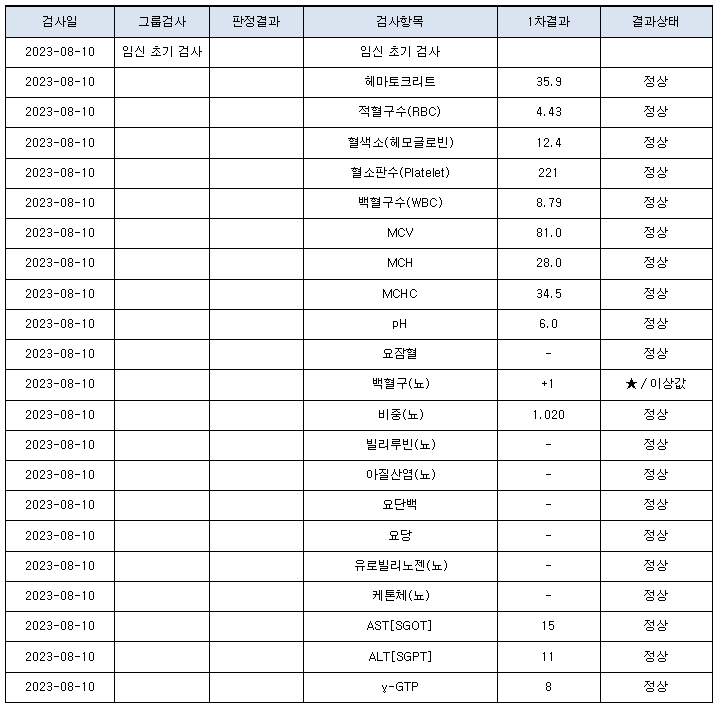 보건소 임신초기검사 산전검사 결과지 출력하는법백혈구뇨이상값 네이버 블로그