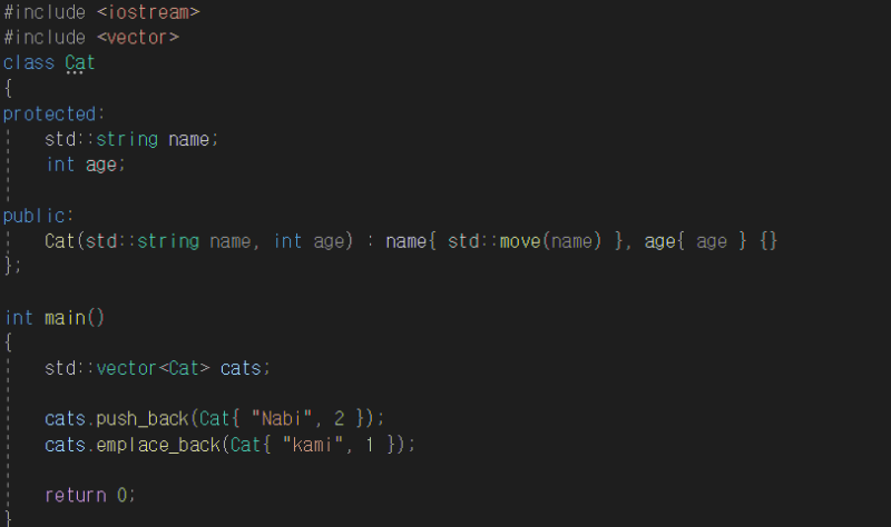 [C++] STL vector push_back emplace_back 메모리 begin() end() pop_back() 속도 ...