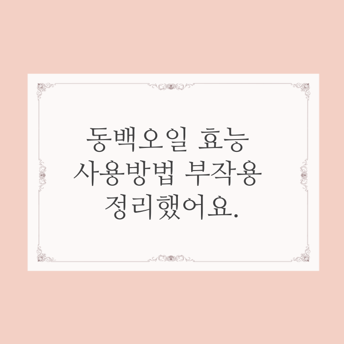 동백오일 효능 사용방법 부작용 정리했어요
