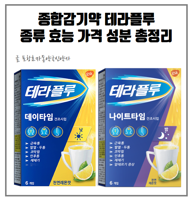 종합감기약 테라플루 나이트 데이 종류 효능 함유 성분 복용방법 약국 편의점 어린이 목감기 코감기약 총정리 네이버 블로그