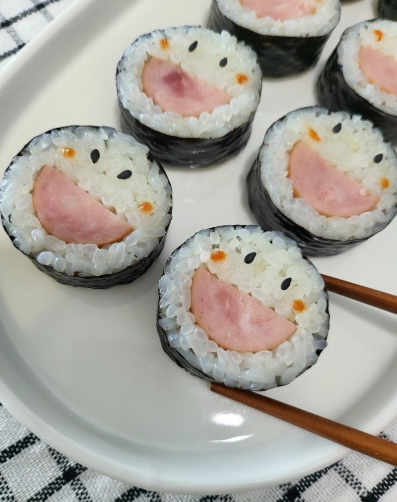 통소시지 스마일 김밥 만들기 소풍 피크닉 도시락 미니 꼬마 김밥 간단한 김밥 속 재료 네이버 블로그