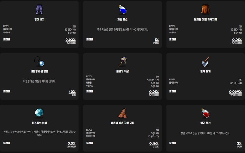 메이플랜드 버블링 사냥터 위치 물고기 작살 확률과 정옵 네이버 블로그