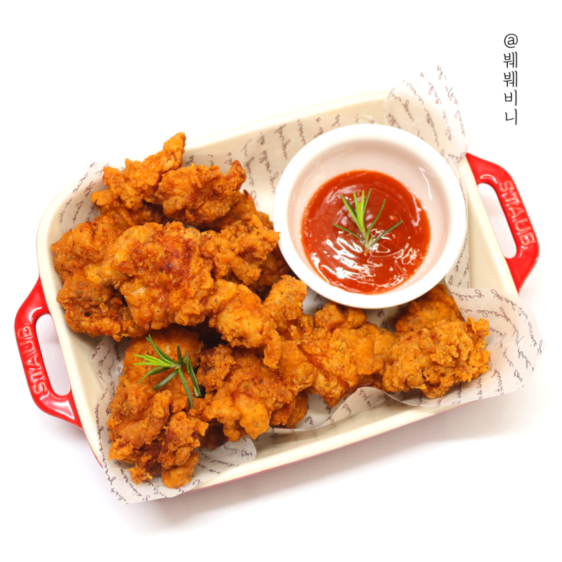 후라이드치킨 만들기 집에서 닭다리살 순살후라이드치킨 레시피 : 네이버 블로그