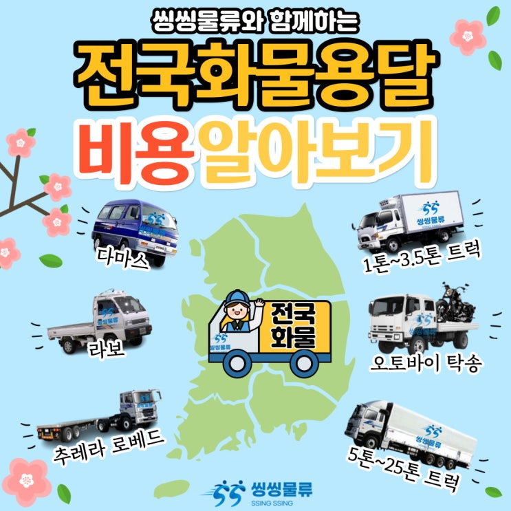 24시 전국 화물 용달 가격 알아보기다마스 라보 1톤 트럭 5톤 트럭 추레라 로베드 화물차 규격 및 오토바이 탁송 비용