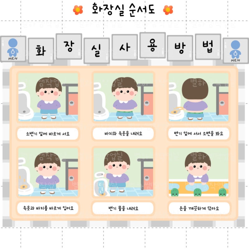 별하쌤 화장실 사용방법 이용 순서도 도안 네이버 블로그