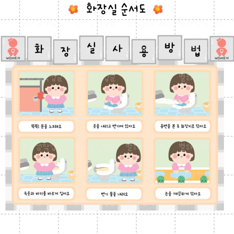별하쌤 화장실 사용방법 이용 순서도 도안 네이버 블로그