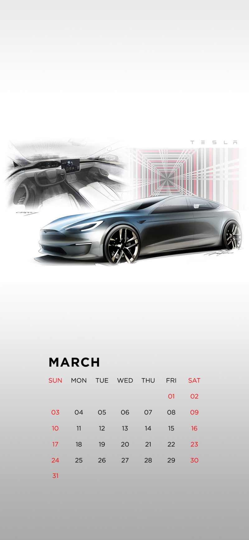 Tesla 2024년 달력 배경화면 – 3월 : 네이버 블로그