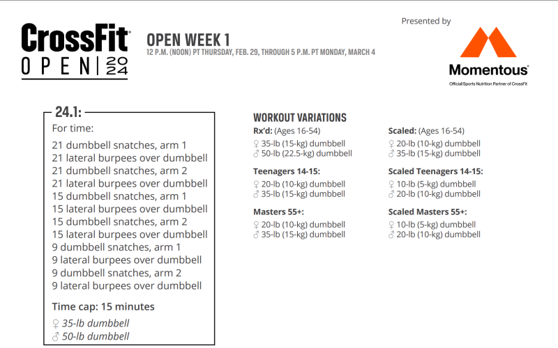 [CrossFit Open / 크로스핏 오픈] 크로스핏 오픈24.1 와드 공개 :: 와드 설명 / Scorecard 해석 ...