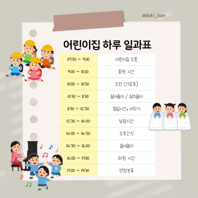 어린이집 하루 일과 시간표 적응기간 하원 시간 네이버 블로그