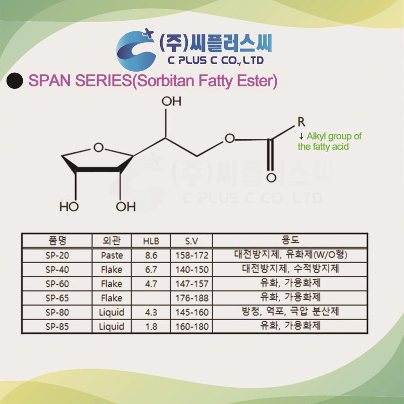 SP시리즈(SPAN/Sorbitan Fatty Ester/Span-20/Span-40/Span-60/Span-80/SP-20 ...