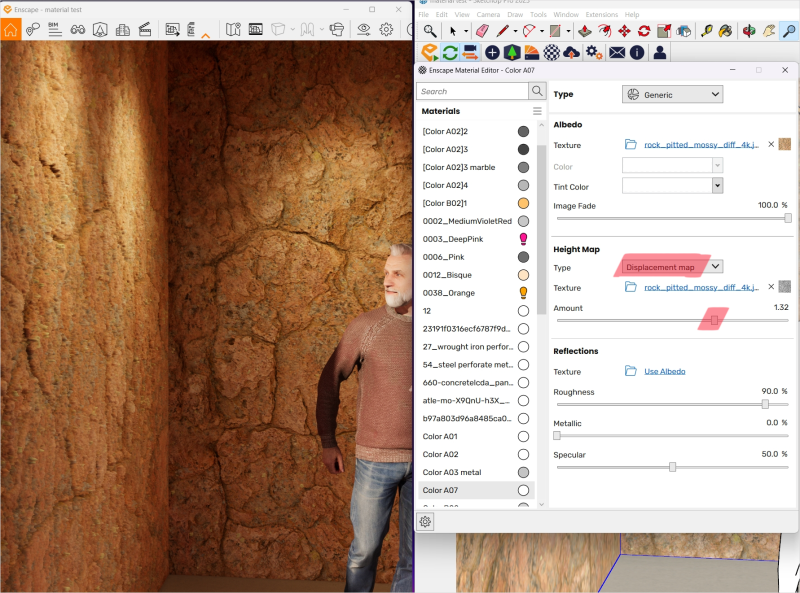[스케치업 엔스케이프 맵핑 팁]Bump,Normal, Displacement map 이미지 사용법! Use Albedo로 ...