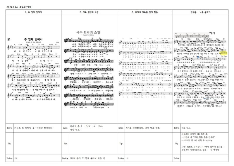 2024년 3월 24일 3월 넷째주 주일 찬양인도 콘티 종려주일 추천찬양 네이버 블로그