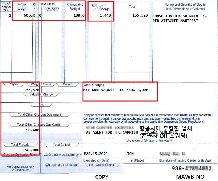 포워딩 업무 :: 항공 AWB 보는 방법 (HWAB, MAWB) : 네이버 블로그