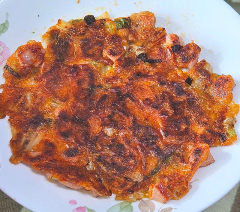 자취요리 김치전 바삭하게 만드는 방법 튀김가루 사용 백종원 김치전 레시피 네이버 블로그