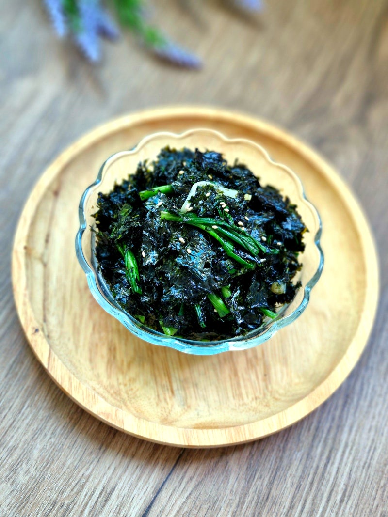 곱창김 무침 만들기 데친 쪽파 마른김무침 만드는법 후라이팬 곱창김 굽기 곱창김 쪽파 요리 네이버 블로그