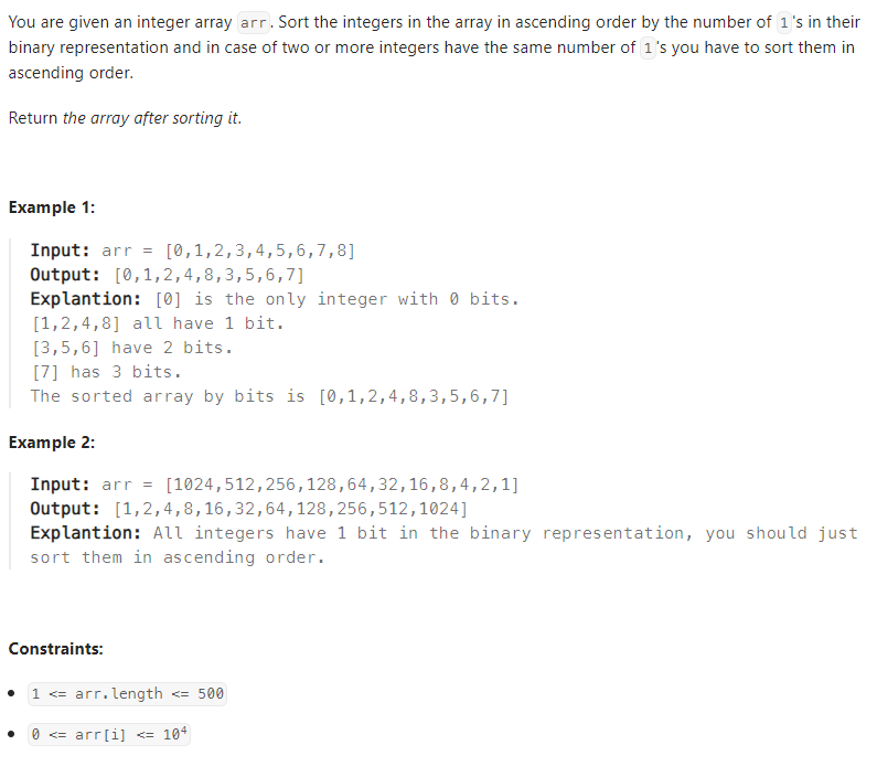 JAVA_LeetCode 1356_Sort Integers by The Number of 1 Bits : 네이버 블로그