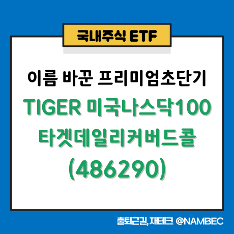 TIGER 미국나스닥100타겟데일리커버드콜 ETF, +15%프리미엄초단기 월배당 현황 : 네이버 블로그