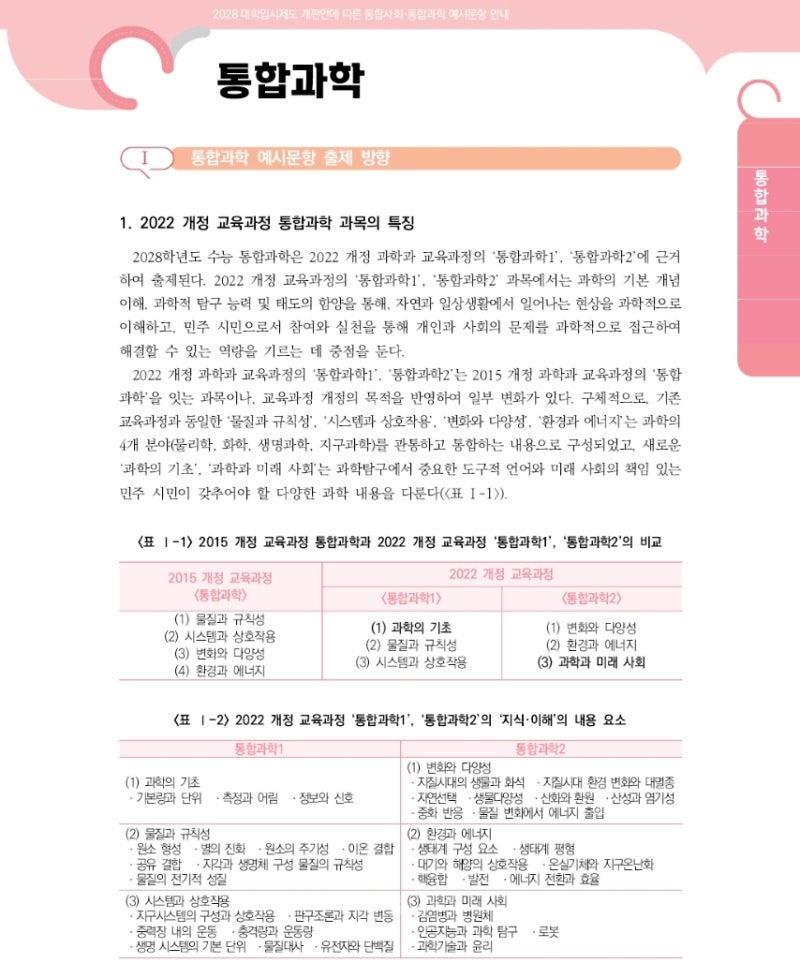 2022개정 교육과정 본 통합과학 고1과학 문제집 네이버 블로그