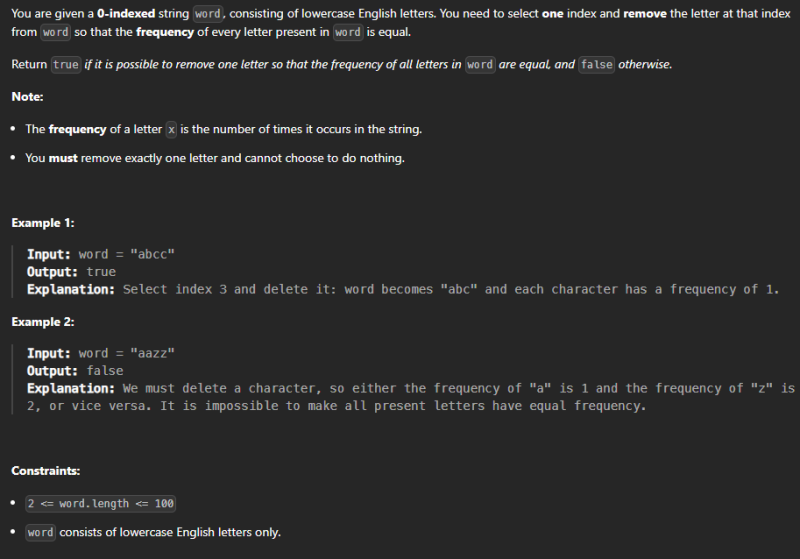 JAVA_LeetCode 2423_Remove Letter To Equalize Frequency : 네이버 블로그