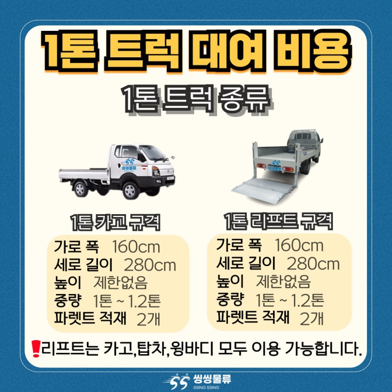 1톤 트럭 대여 가격표 알아보기트럭렌트비용 네이버 블로그