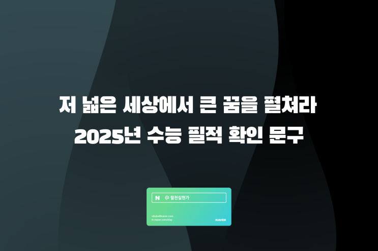 저 넓은 세상에서 큰 꿈을 펼쳐라 2025년 수능 필적 확인 문구 역대 수능 필적 확인 문구 모음