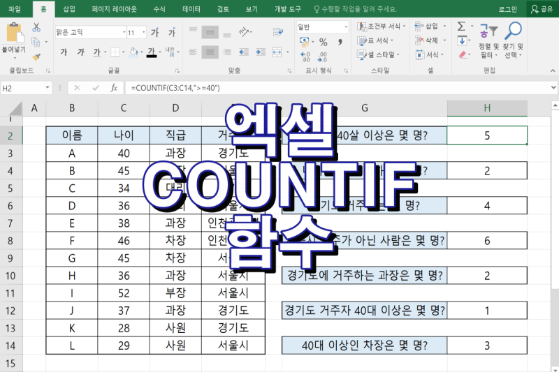 엑셀 Countif 함수 상세히 알아보겠습니다 네이버 블로그