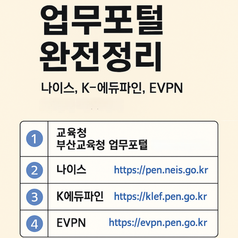 부산교육청 업무포털 완전정리｜나이스, K-에듀파인, EVPN 바로가기 : 네이버 블로그