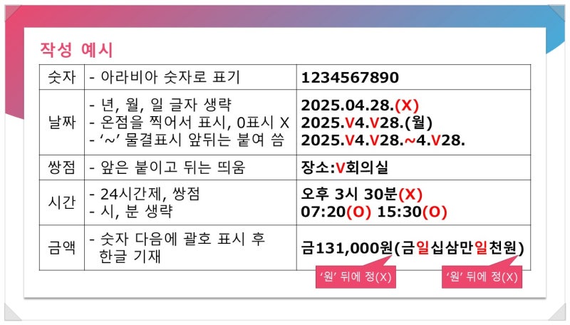 업무 상식 공문서 작성팁 기안문 숫자 날짜 금액 표시 학교 공문서 작성 원칙 공문서 작성법 학교 기안 문서 작성 예시