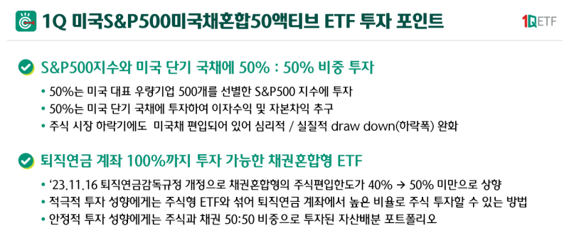1Q 미국S&P500미국채혼합50액티브(종목코드: 0052S0) : 네이버 블로그