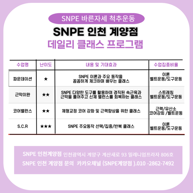 [SNPE 인천 계양점 ] 8월 데일리 클래스 안내 - 무더위에 지치지 않는 균형 잡힌 몸 만들기 : 네이버 블로그