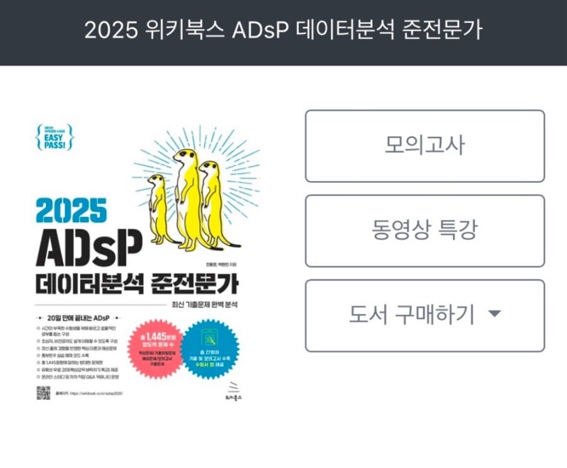 비전공자 5일 공부 Adsp 합격후기 미어캣 교재 아답터 요약강의 재업로드 네이버 블로그