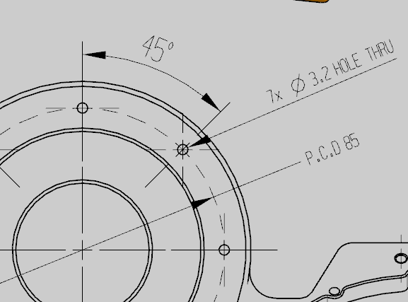 NX 도면 PCD(Pitch Circle Diameter) 표기 방법, 카운터 보어 도면 표기 방법 : 네이버 블로그