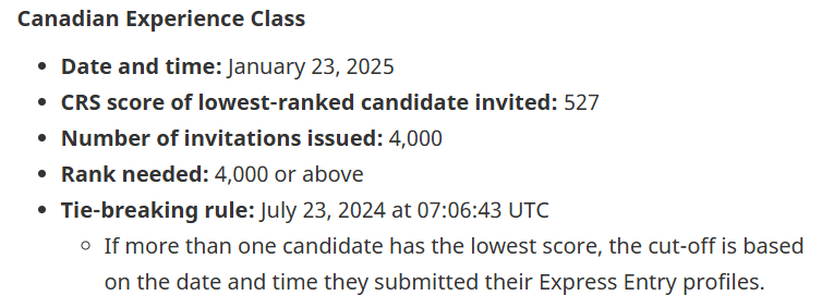 캐나다 이민 점수(EE-CEC)ㅣ2025.01.23 CEC 프로그램 신청자 대상 영주권 선발 점수 안내 : 네이버 블로그