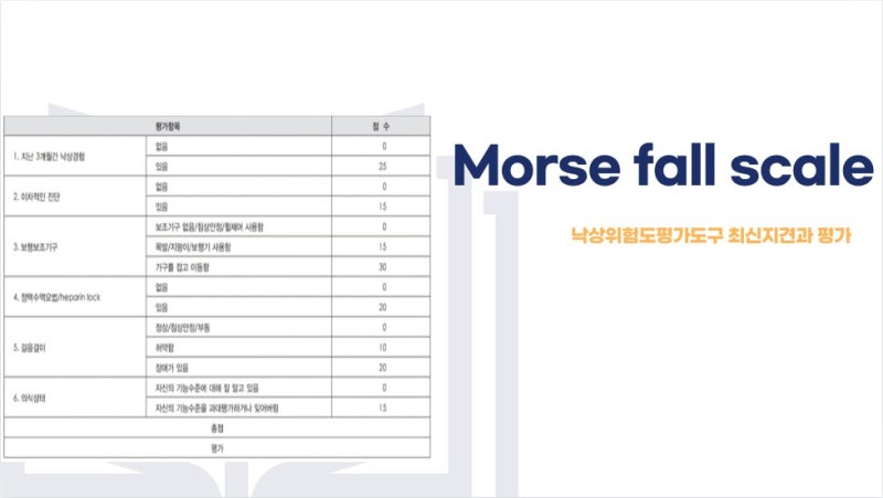 낙상위험사정도구 Morse Fall Scale 최신지견과 평가에 대해 네이버 블로그