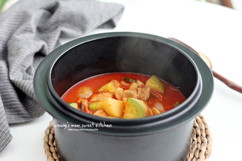 류수영 돼지고기 고추장찌개 레시피 감자 애호박 고추장찌개 만드는법 네이버 블로그