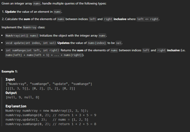 JAVA_LeetCode 307_Range Sum Query - Mutable : 네이버 블로그