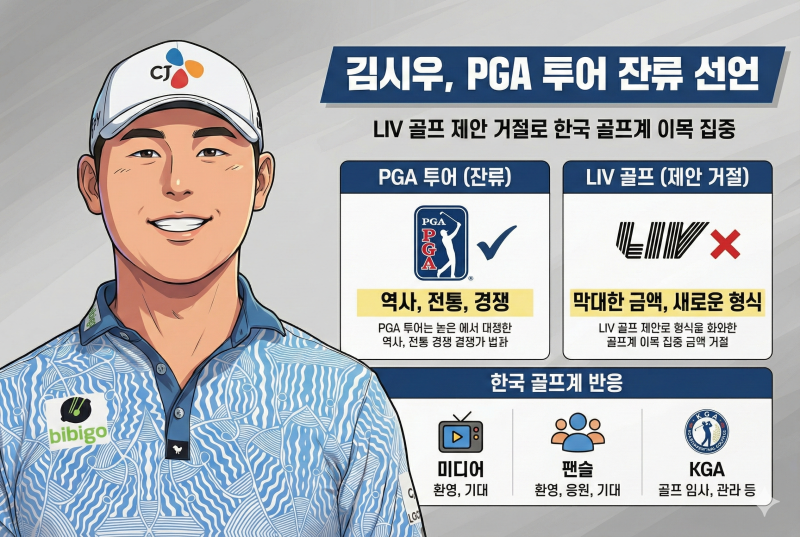 김시우, PGA 투어 잔류 선언, LIV 골프 제안 거절로 한국 골프계 이목 집중 : 네이버 블로그